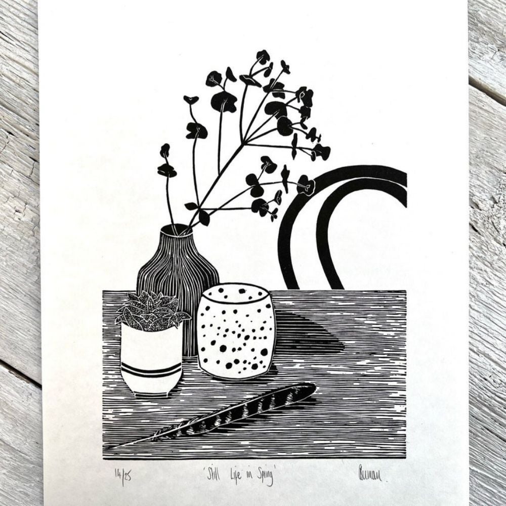 Caroline Buckman: Still Life in Spring limited edition linoprint ...