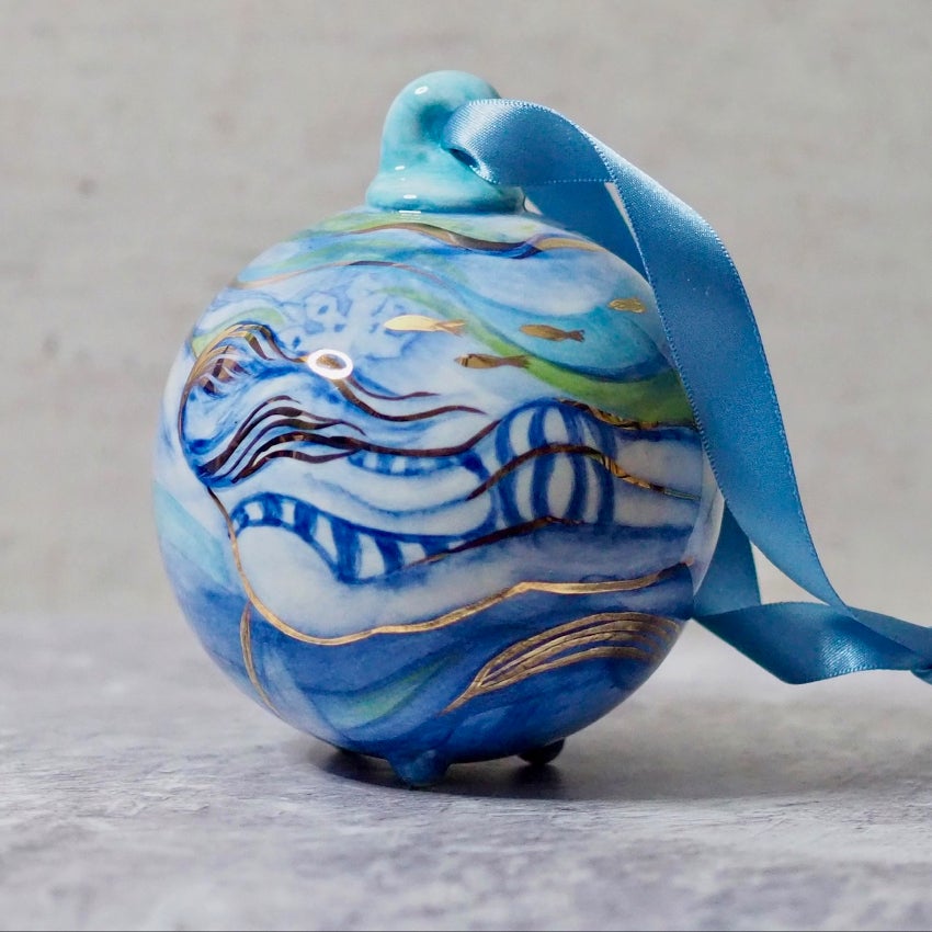 Hand-painted sea-inspired bauble by Dorset wild swimming artist Ilse ...