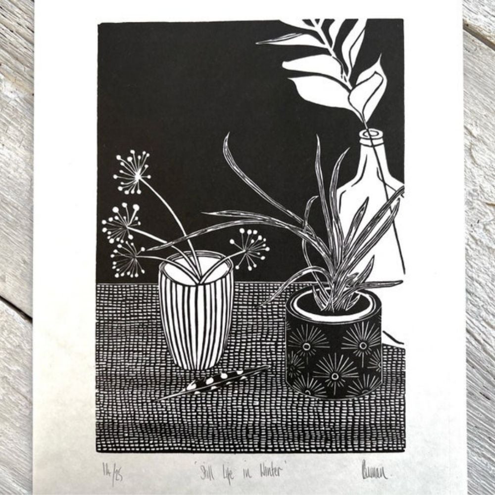 Caroline Buckman: Still Life in Winter limited edition linoprint ...
