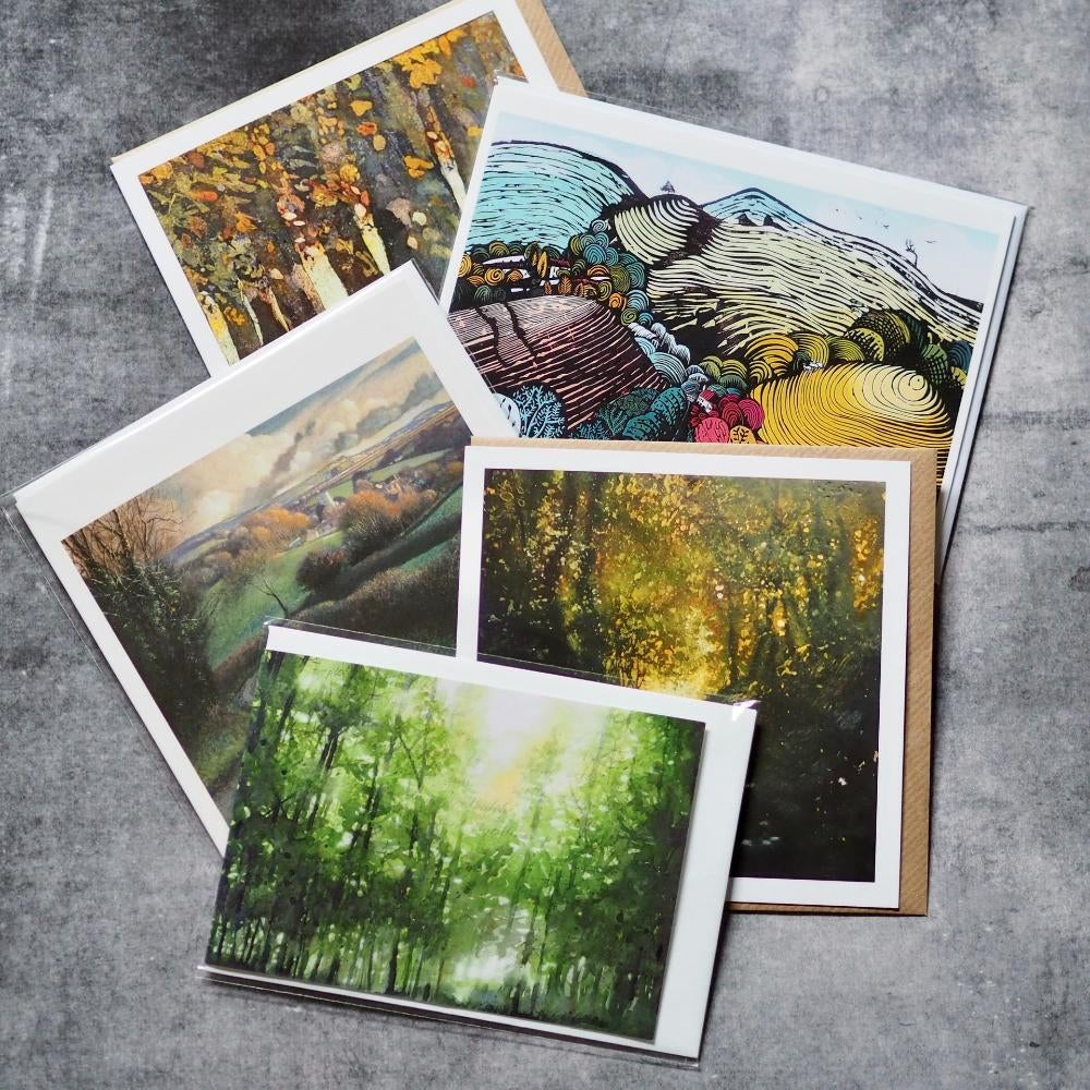 Bundle of five high-quality nature-themed greetings cards by Dorset ...