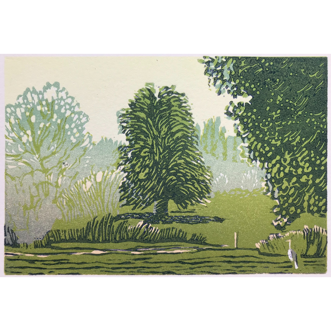 Ruth Oaks: Heron Meadow limited edition linocut | FOLDE Dorset